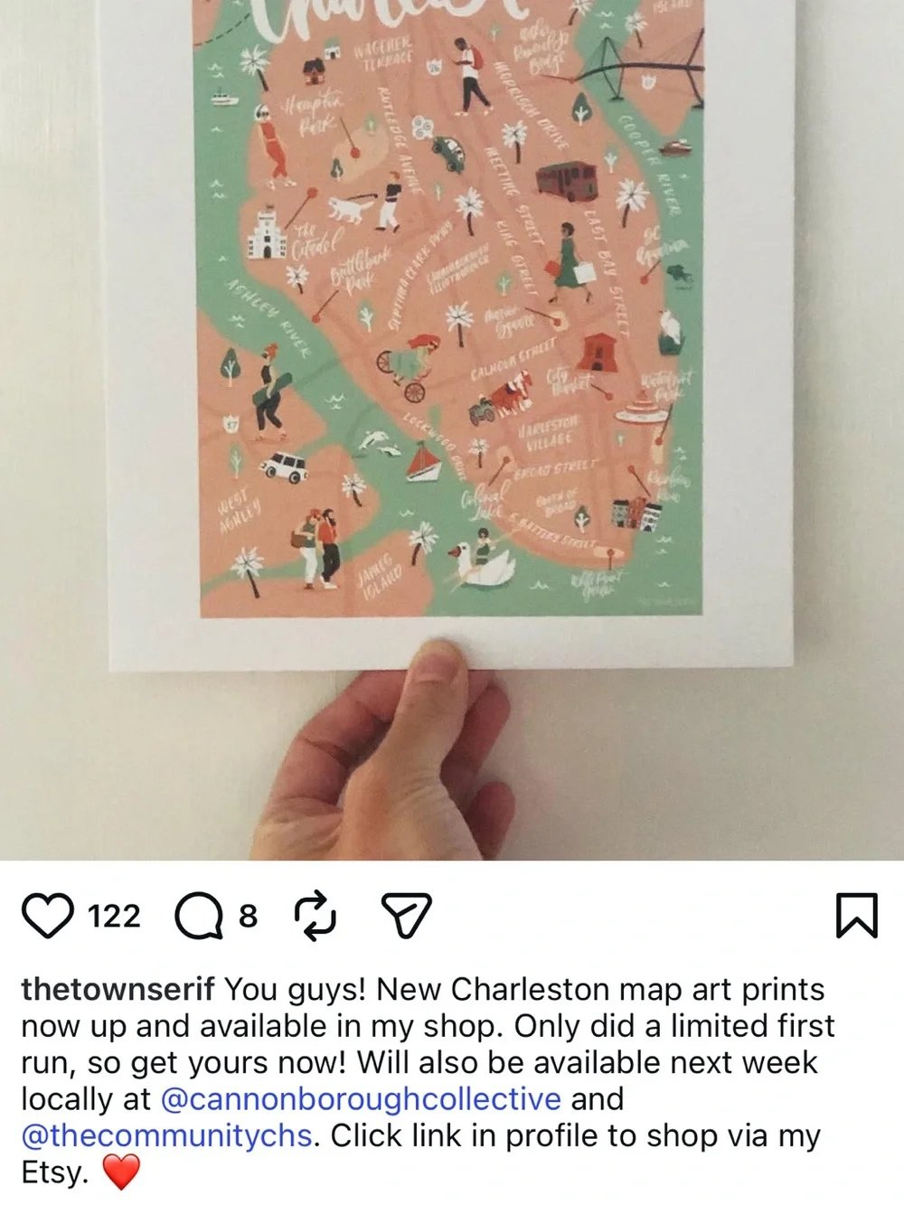 The Town Serif | Art | Charleston Sc Illustrated Map Art Print The Town ...